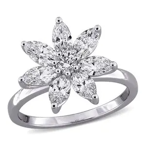 JULIANNA B. 14k 1-1/2 Ctw Lab-grown Diamond Flower Ring - White Gold