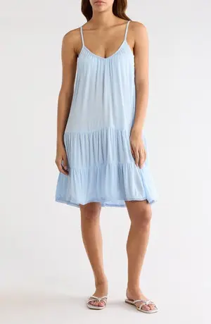 Nordstrom Tiered Crinkle Cover-up Dress - Blue Floaty