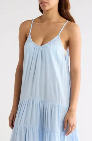 Nordstrom Tiered Crinkle Cover-up Dress - Blue Floaty