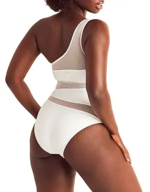 ADORE ME Kimora Asymmetrical Mesh Cutout One Piece Swimsuit - White