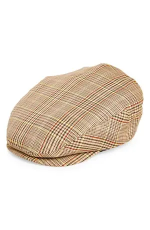 Brixton Brixton Hooligan Herringbone Driving Cap Tan/brown/rust Houndstooth