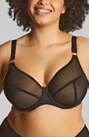 Panache Liberty Underwire Sheer Mesh Bra - Black