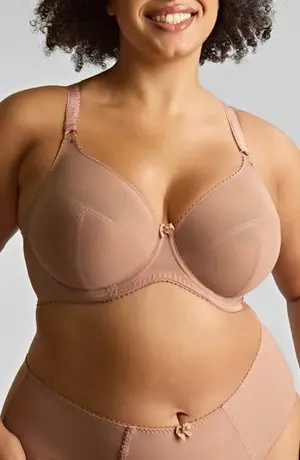 Panache Liberty Underwire Sheer Mesh Bra - Mocha