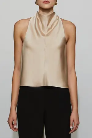ET OCHS Sleeveless Cowl Drape Satin Top