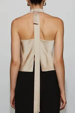 ET OCHS Sleeveless Cowl Drape Satin Top