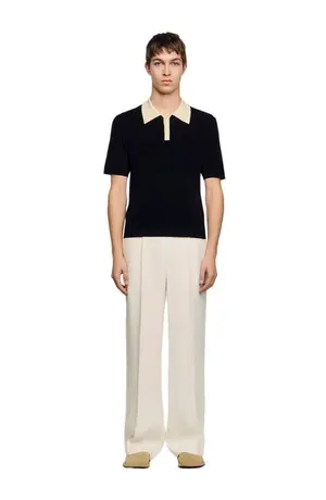 Sandro Two-tone Polo Shirt - Black