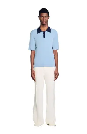 Sandro Two-tone Polo Shirt At Nordstrom Chambray