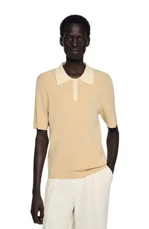 Sandro Two-tone Polo Shirt - Sand