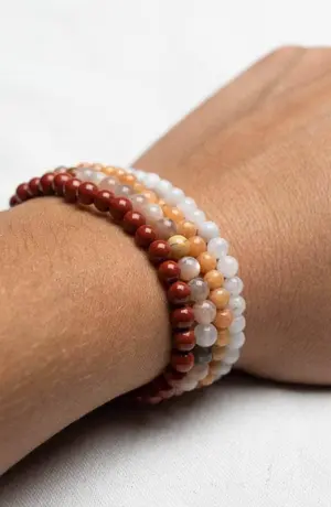 TINY RITUALS Cancer Zodiac Bracelet Set - White/red/orange