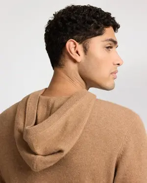 Onia 100% Cashmere Hooded Pullover - Camel