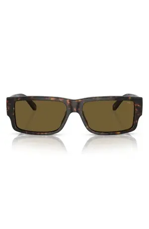DIESEL® Rectangular Sunglasses - Shiny Dark Havana/ Solid Brown