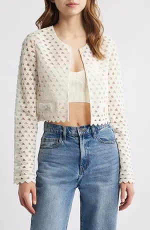 LoveShackFancy Alaya Cutout Crop Cardigan