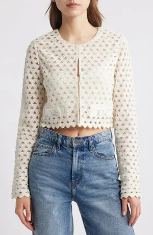 LoveShackFancy Alaya Cutout Crop Cardigan