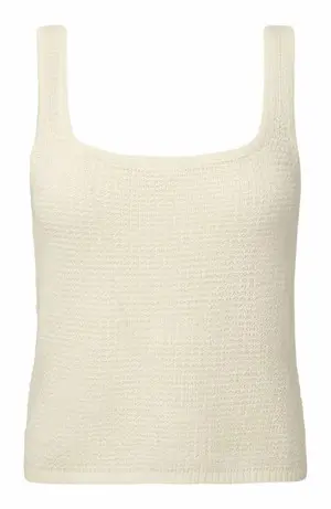 Onia Linen Knit Square Neck Tank - White
