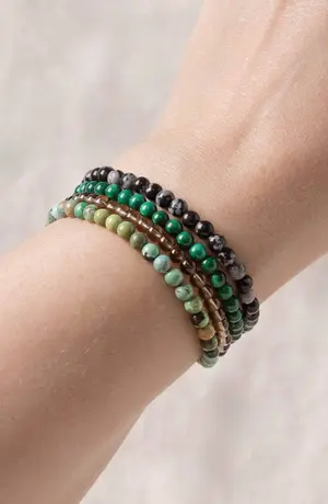 TINY RITUALS Scorpio Bracelet Set - Green / Brown / Gray