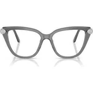 SWAROVSKI 52mm Cat Eye Optical Glasses - Milky Grey/ Demo Lens