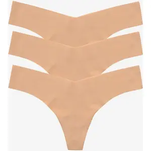 Commando Classic Solid Thong 3-pack - Beige