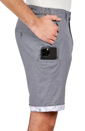 BROOKLYN BRIGADE Downing Texture Print Slim Fit Shorts - Black