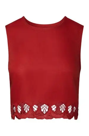 Onia Air Linen Scallop Tank Top - Dark Red