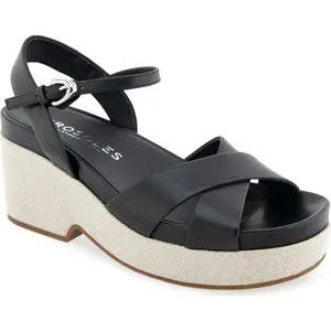 Aerosoles Chabella Platform Sandal - Black Leather