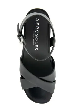 Aerosoles Chabella Platform Sandal - Black Leather
