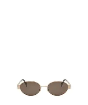 Celine Triomphe Metal Oval Sunglasses Srgldbrn