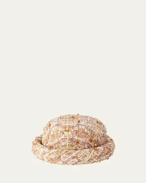 MAISON MICHEL Reese Beaded Tweed Hat - Multi