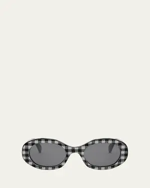 Celine Celine Triomphe Oval Sunglasses Blkwhtsmk