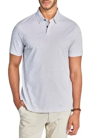 BROOKLYN BRIGADE Slim Fit Geo Short Sleeve Polo - White