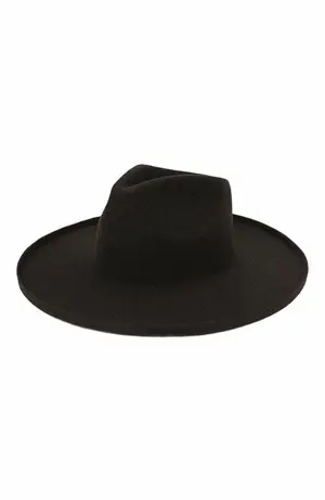 TWO ROADS HAT CO. Five Points Wide Brim Fedora Hat - Black