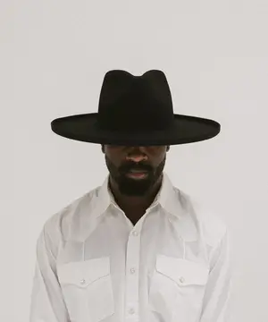 TWO ROADS HAT CO. Five Points Wide Brim Fedora Hat - Black