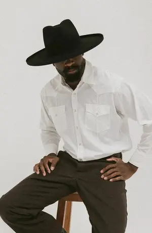 TWO ROADS HAT CO. Five Points Wide Brim Fedora Hat - Black