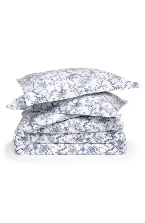 PETITE PLUME Timeless Toile Cotton Percale Duvet Cover & Shams Set - White