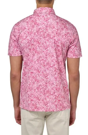 BROOKLYN BRIGADE Slim Fit Abstract Floral Short Sleeve Polo - Terracotta