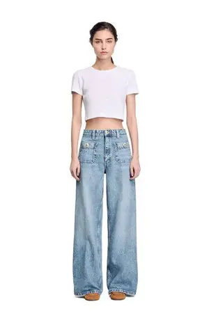 Sandro Faded Straight-leg Jeans - Blue Jean