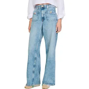 Sandro Faded Straight-leg Jeans - Blue Jean