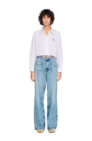 Sandro Faded Straight-leg Jeans - Blue Jean