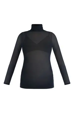 Motherhood Maternity Long Sleeve Bodycon Mesh Maternity Top - Black