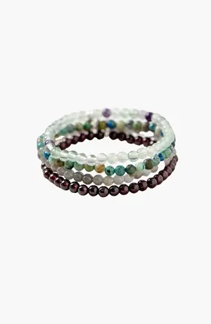 TINY RITUALS Capricorn Bracelet Set - Gray / Burgundy / Green