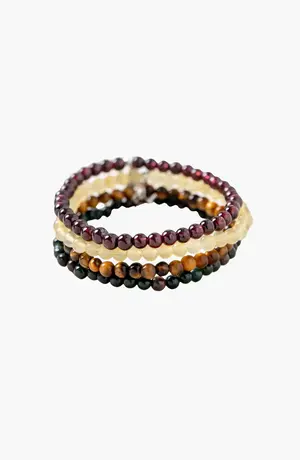 TINY RITUALS Leo Bracelet Set - Green / Brown / Yellow