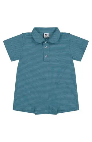 Busy Bees Hudson Romper - Blue Green Ministripe