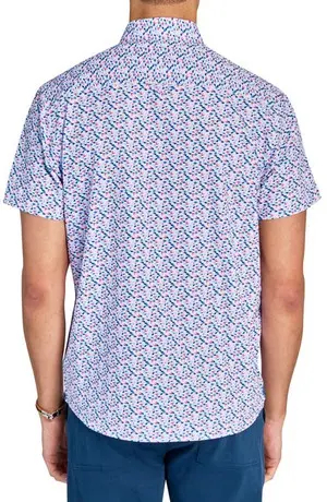 BROOKLYN BRIGADE Slim Fit Mini Floral Stem Recycled 4-way Stretch Performance Short Sleeve Shirt - Multi