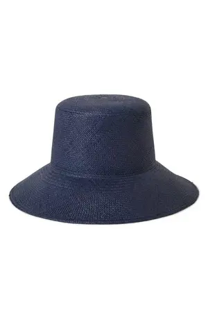 Brixton Lopez Panama Straw Bucket Hat - Navy