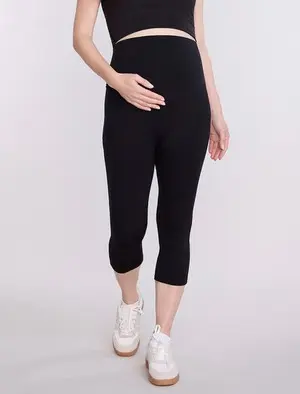 Motherhood Maternity Over The Belly Active Capri Legging - Black