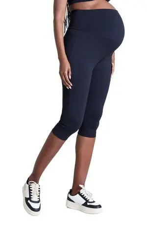 Motherhood Maternity Over The Belly Active Capri Legging - Black