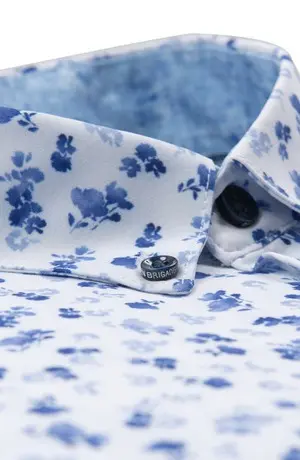 BROOKLYN BRIGADE Slim Fit Floral Performance Shirt - Blue
