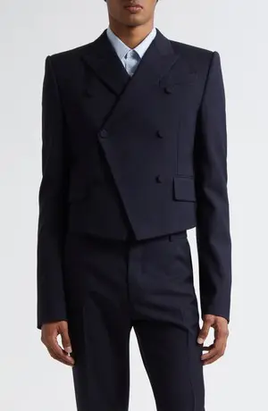 Alexander McQueen Shrunken Wool Blazer - Navy