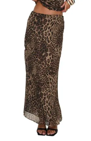Princess Polly Eleganza Leopard Print Maxi Skirt - Brown