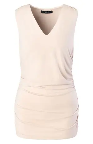 PIETRO BRUNELLI Ruched V-neck Tank - Beige