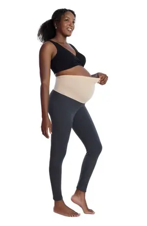 Motherhood Maternity Essential Stretch Secret Fit Over The Belly Maternity Tights - Heather Grey